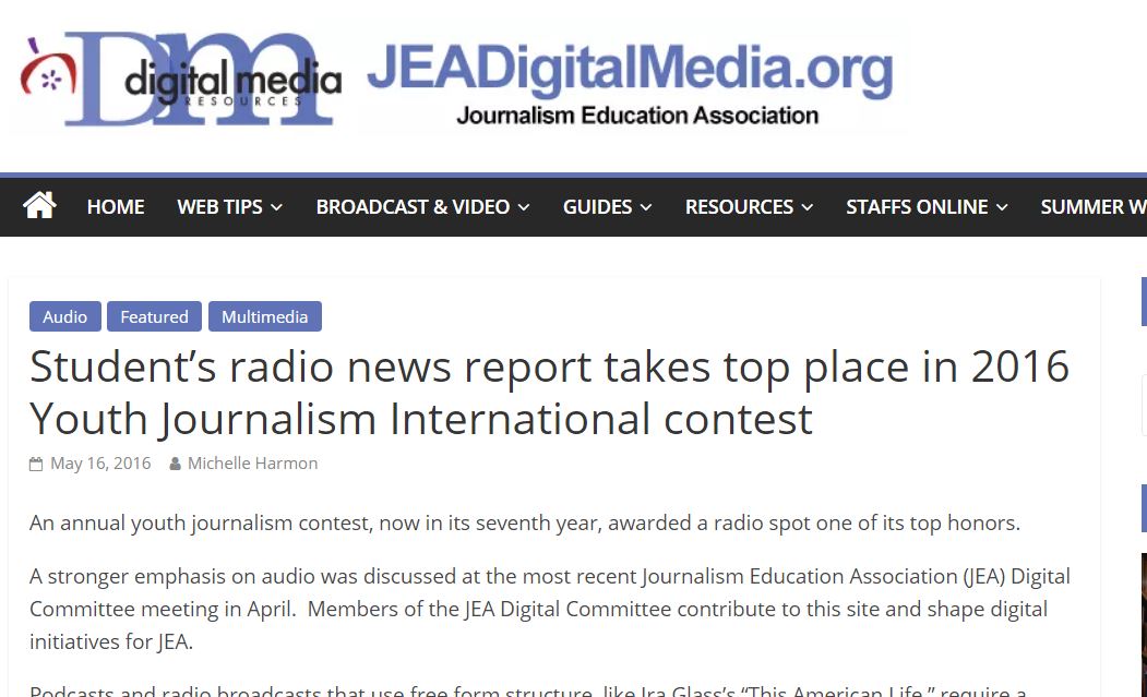 In The News - Youth Journalism International