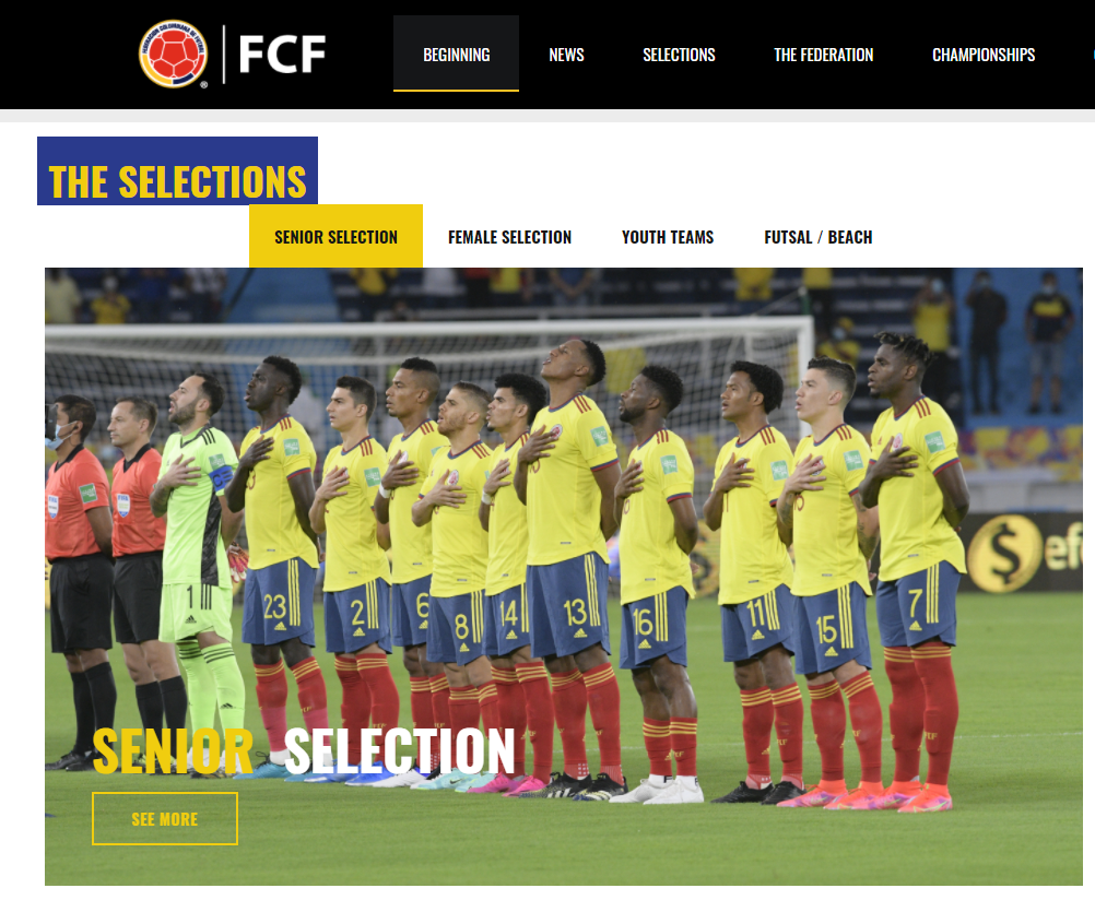 Colombian National Football Team, from their website 2021 - Youth ...